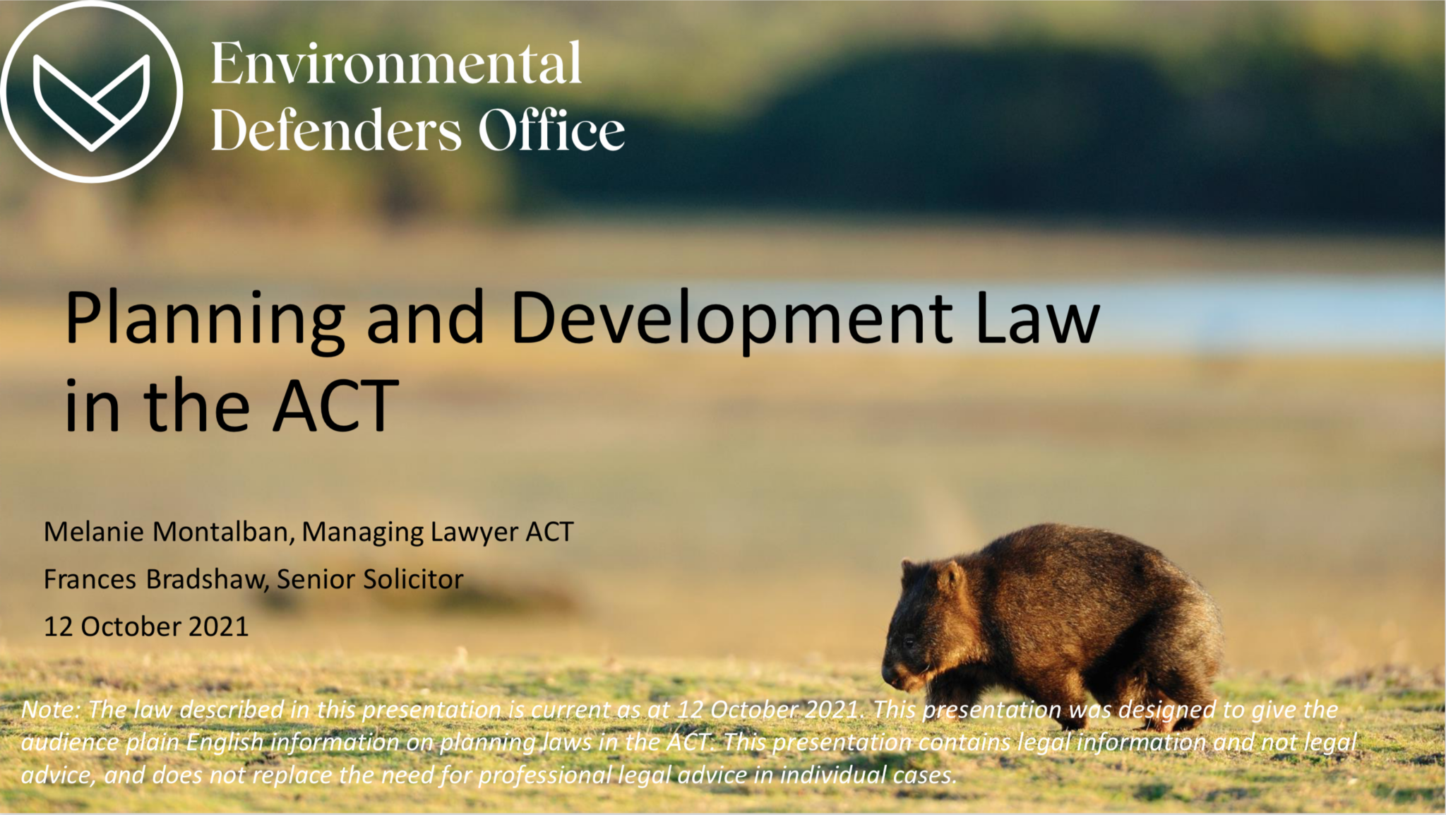 Environmental Defenders Office Presentation 2021 – Campbell Community ...